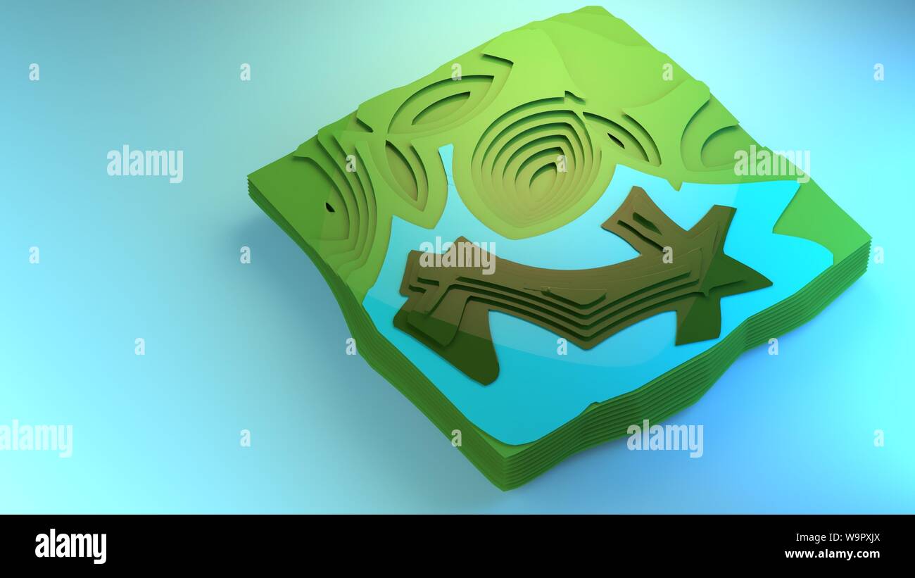 3d rendering fly over diagram view of environment stylised graphic ...