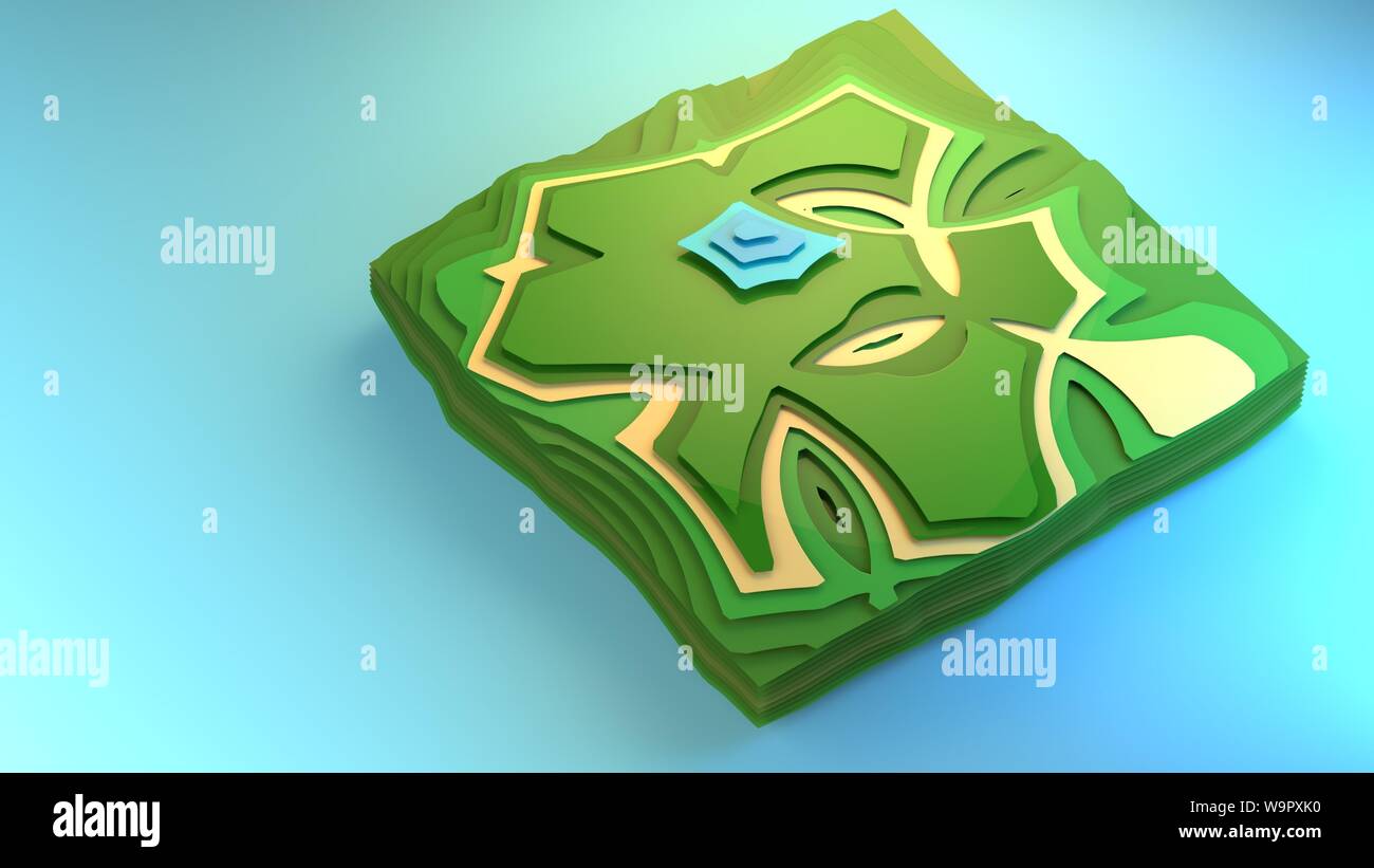 3d rendering fly over diagram view of environment stylised graphic ...