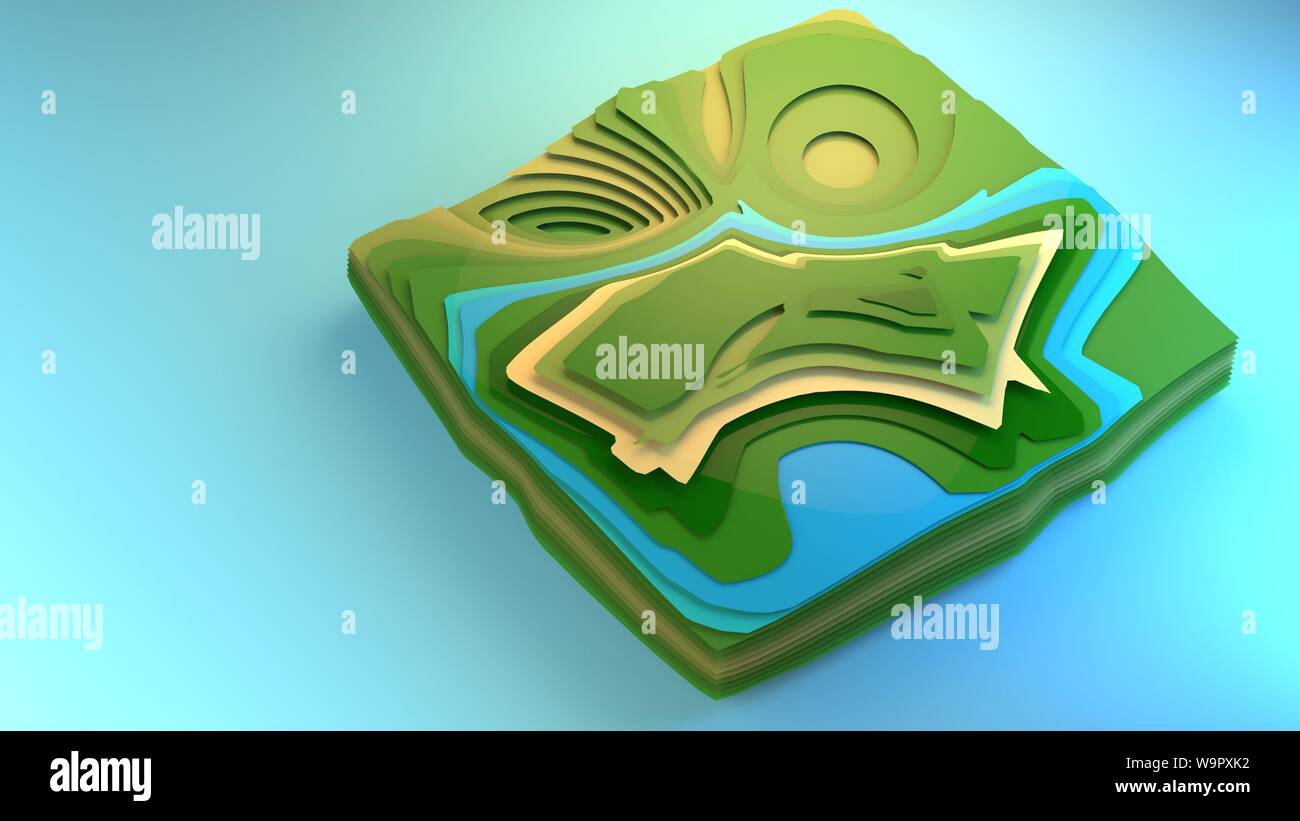 3d rendering fly over diagram view of environment stylised graphic ...
