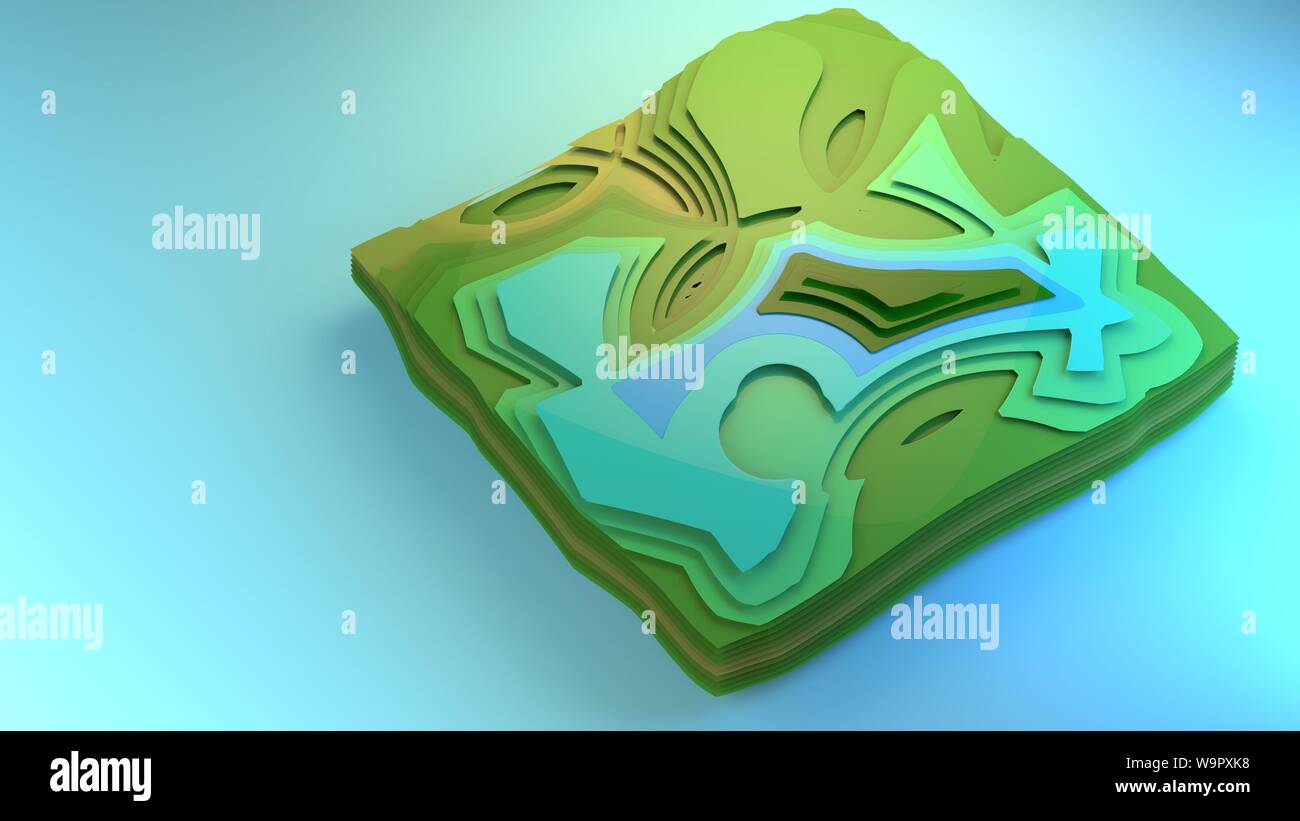 3d rendering fly over diagram view of environment stylised graphic ...