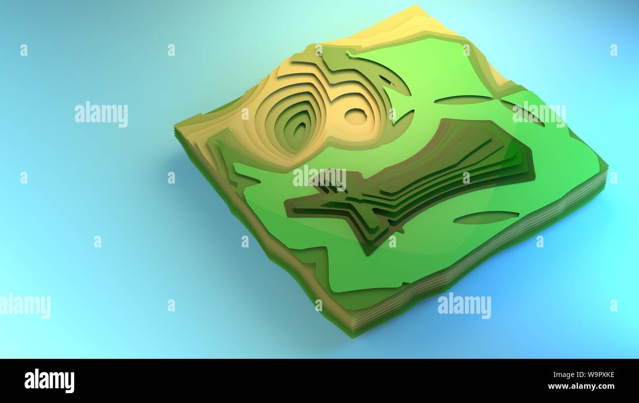 3d rendering fly over diagram view of environment stylised graphic ...