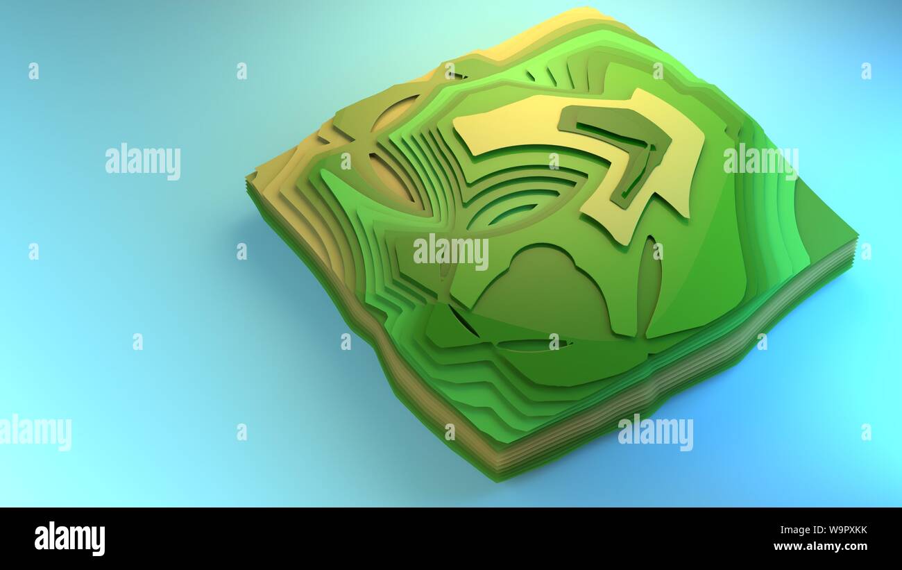 3d rendering fly over diagram view of environment stylised graphic ...
