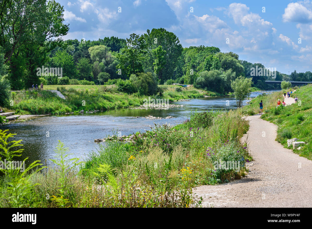 Renaturalized river course of the Wertach in Augsburg Stock Photo - Alamy