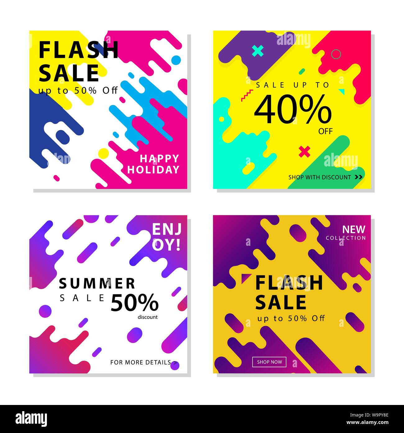 Collection of square social media post template with rounded modern ...