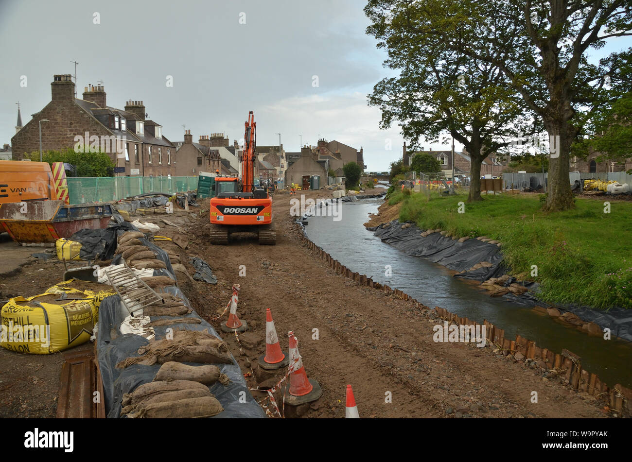 Construction work in progress on the Stonehaven Flood Protection Scheme ...