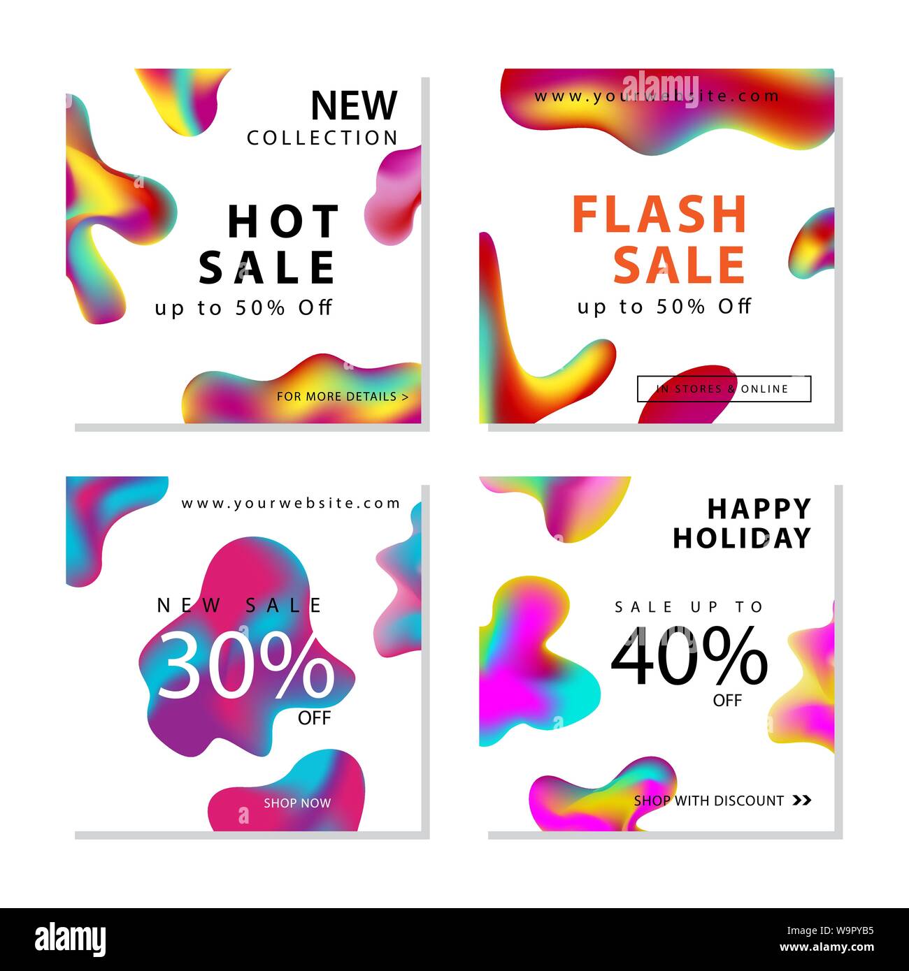 Collection of social media post template with Fluid gradient shapes ...