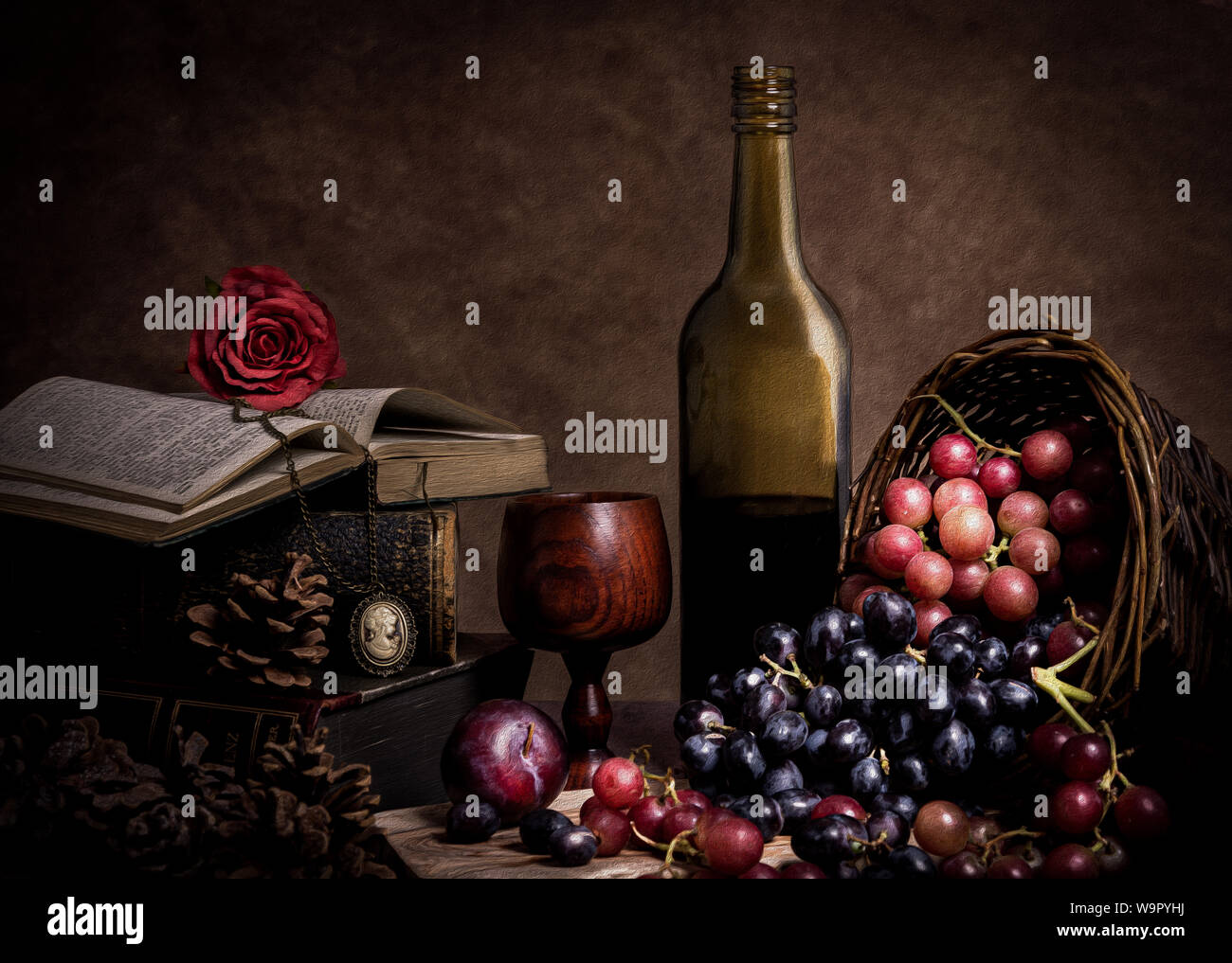 Wine and grapes still life Stock Photo - Alamy