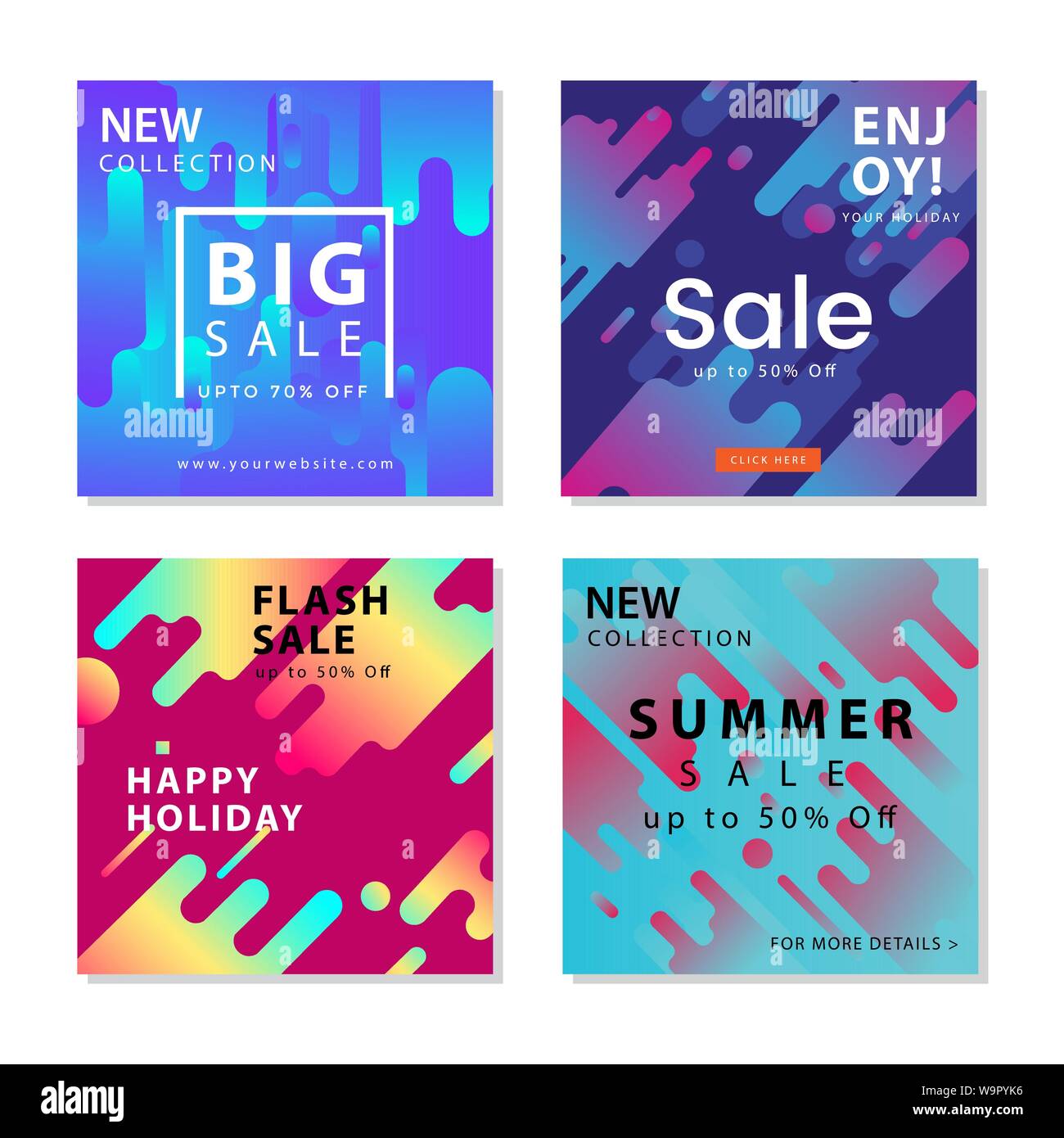 Collection of square social media post template with rounded modern ...