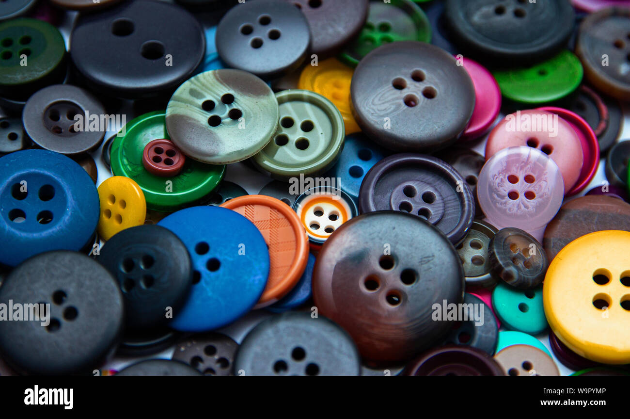 Background from multi-colored randomly scattered buttons Stock Photo ...