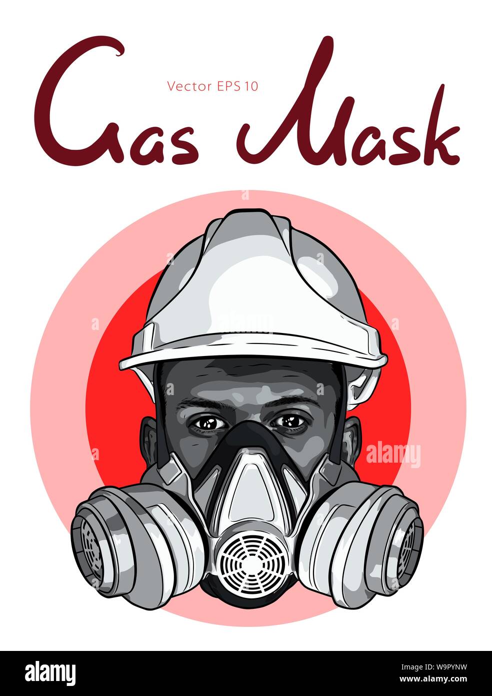 Human face with gas mask and hard hat vector sketch Stock Vector Image ...
