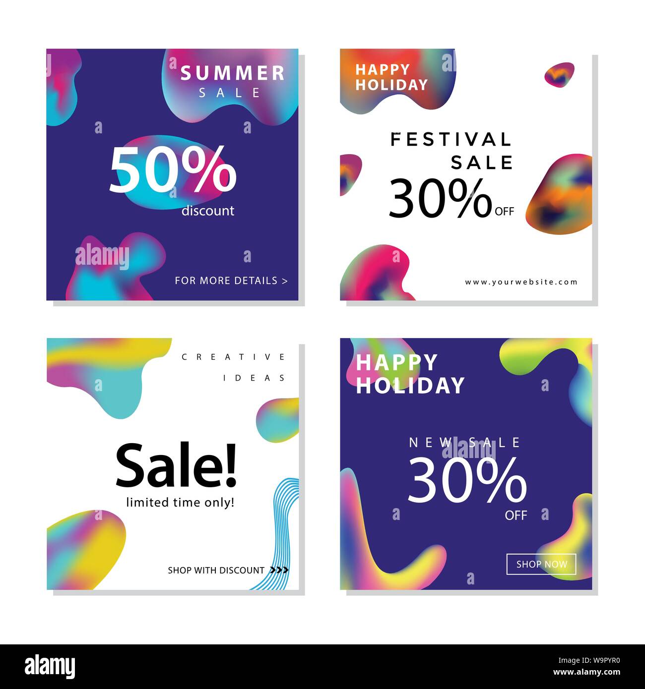 Collection of social media post template with Fluid gradient shapes ...