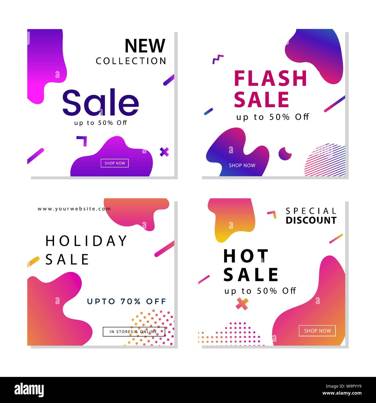 Collection of social media post template with Fluid gradient shapes ...