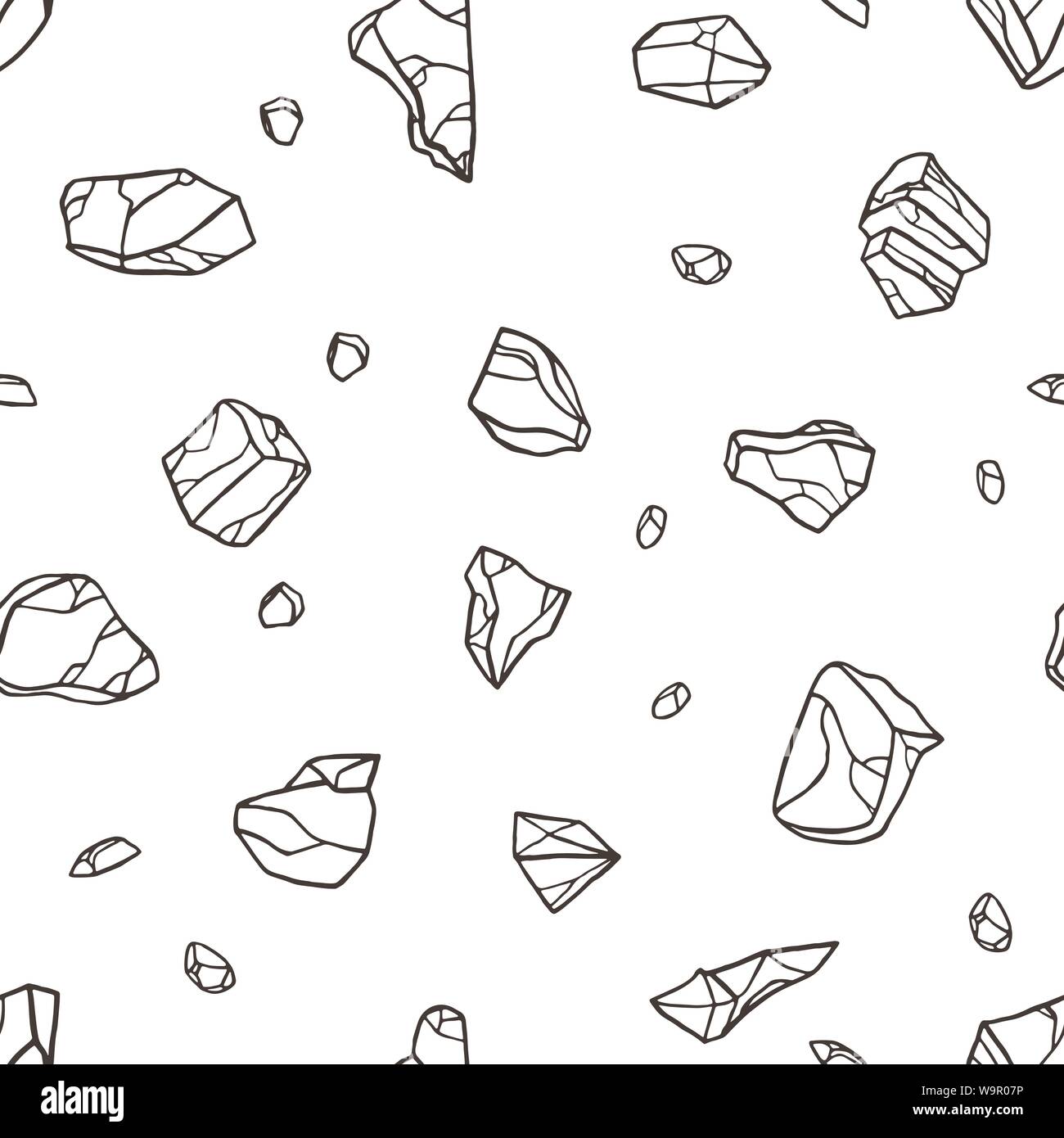 Outline stone. Seamless pattern. White background Vector illustration ...