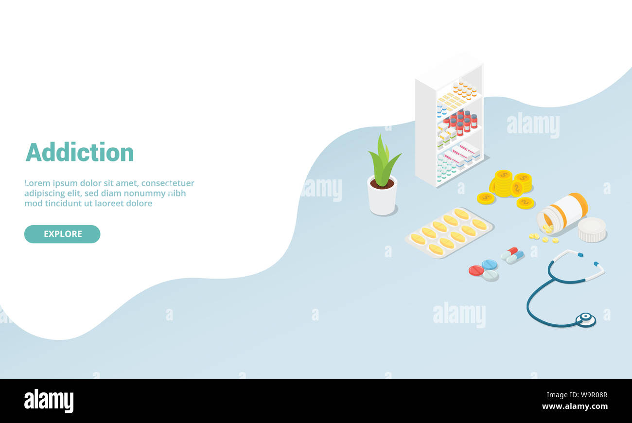 drug addiction concept with variations of drugs for website template or ...