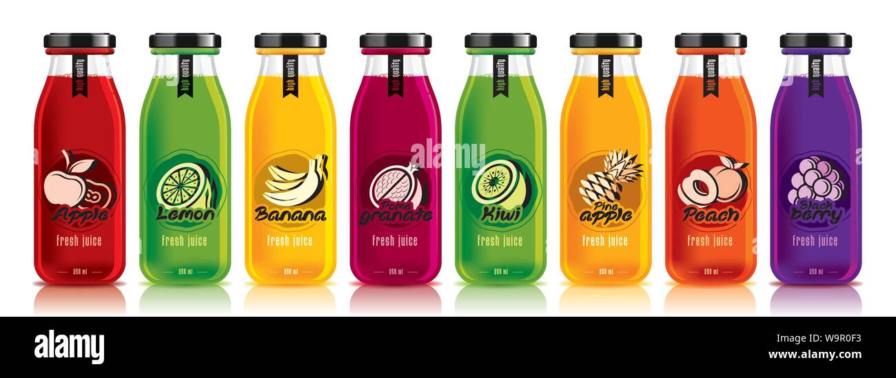 Ready design vector juice, fruit glass bottle set Stock Vector Image ...