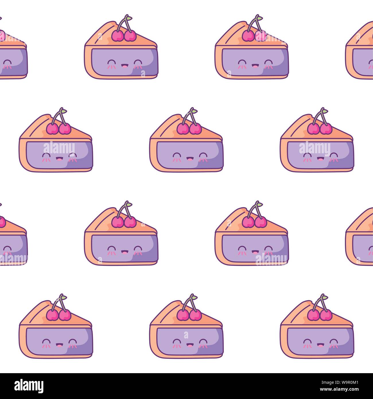 pattern of delicious sliced cakes kawaii style vector illustration ...