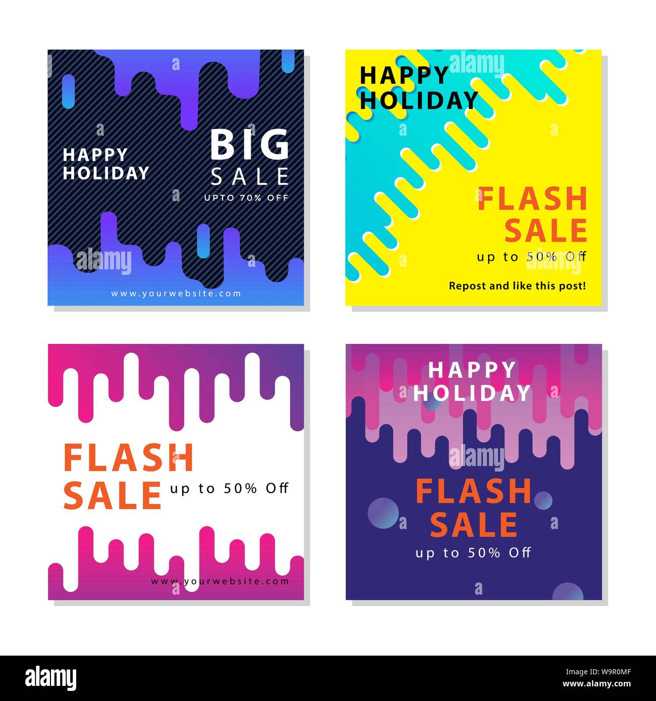 Collection of square social media post template with rounded modern ...