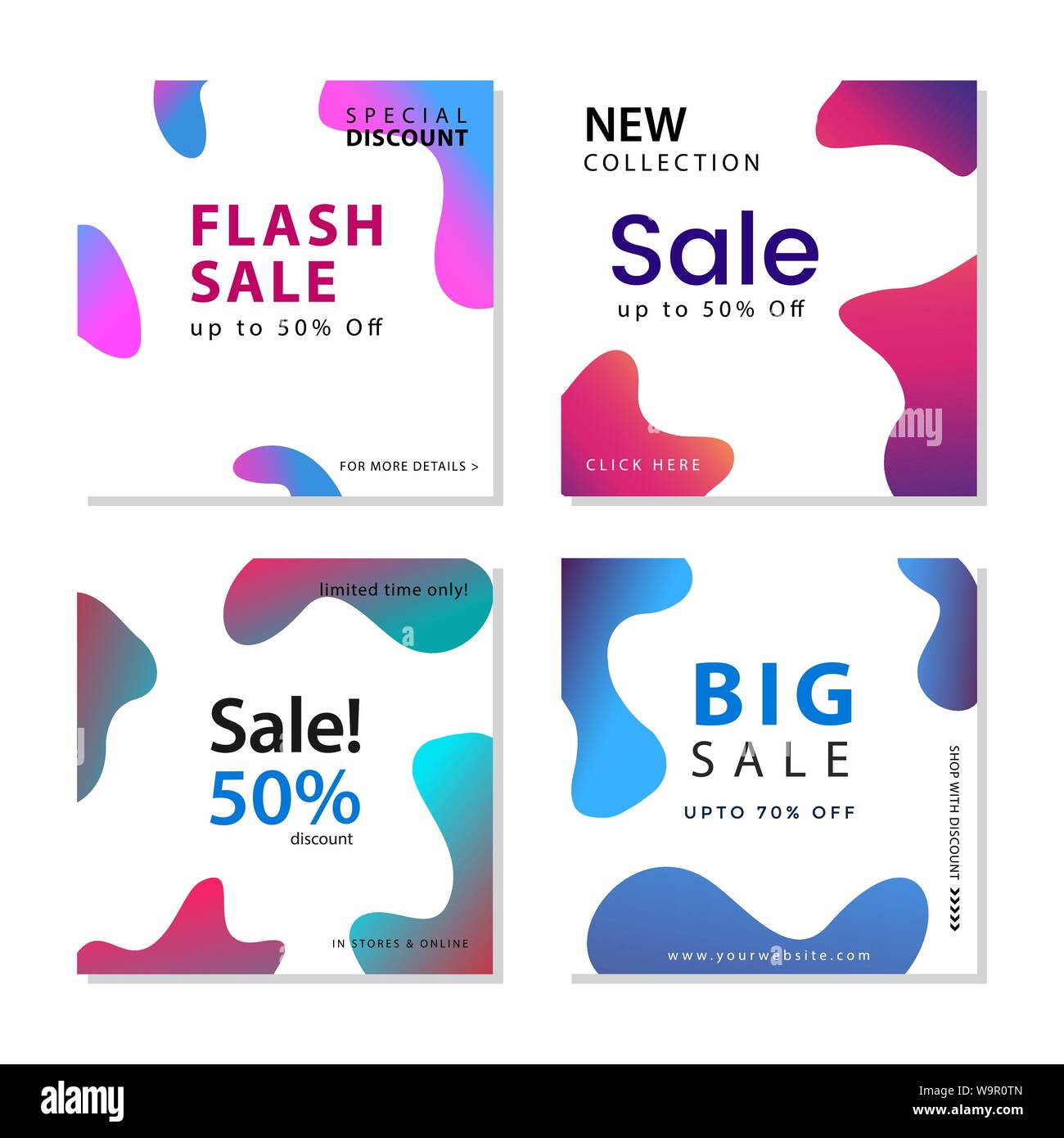 Collection of social media post template with Fluid gradient shapes ...