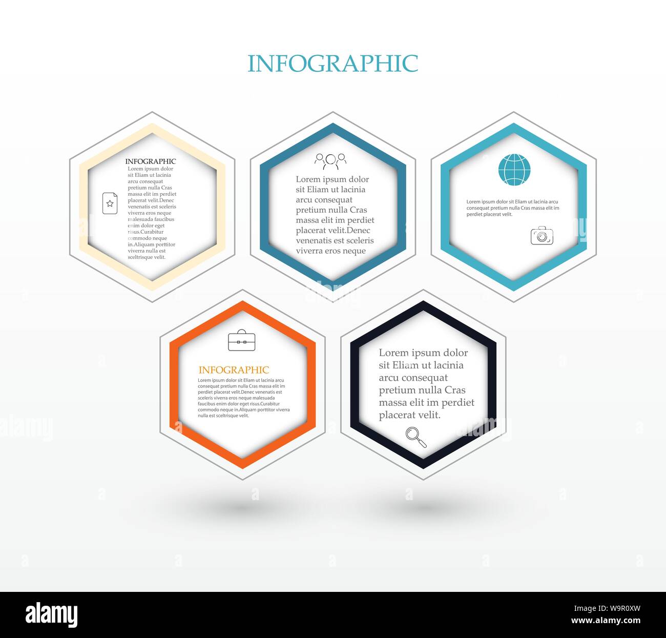 Vector illustration of infographic five hexagons Stock Vector Image ...