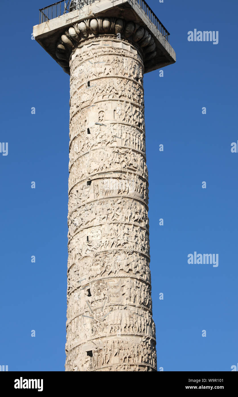 detail of the reliefs of the Column of Marcus Aurelius in Rome Stock ...