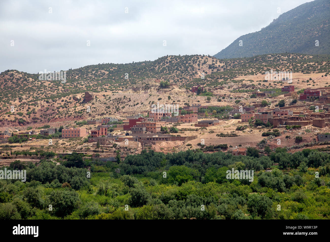 View of Asni Valley Buildings in Atlas Mountains from Kasbah Tamadot in ...
