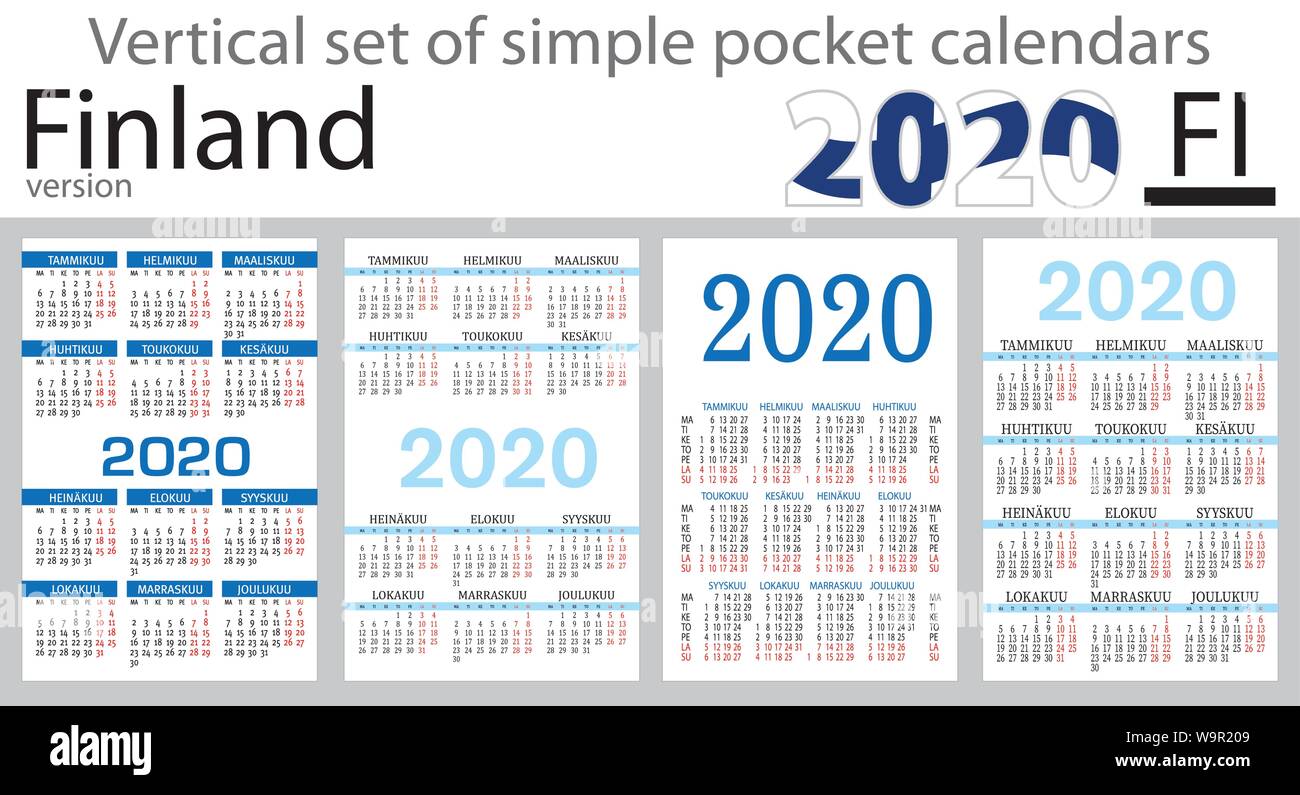 Finland vertical set of pocket calendars for 2020 (Two thousand ...