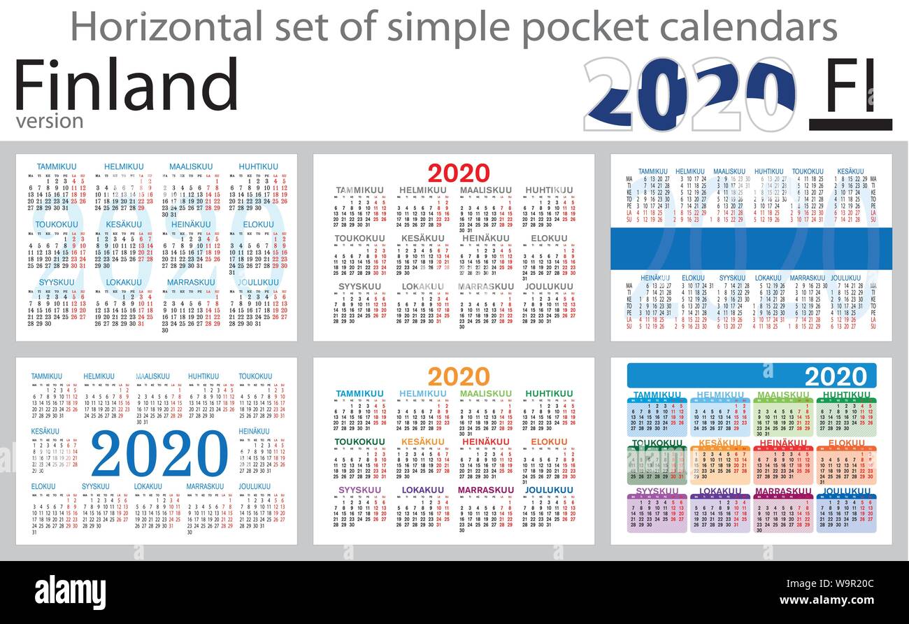 Finland horizontal set of pocket calendars for 2020 (Two thousand ...