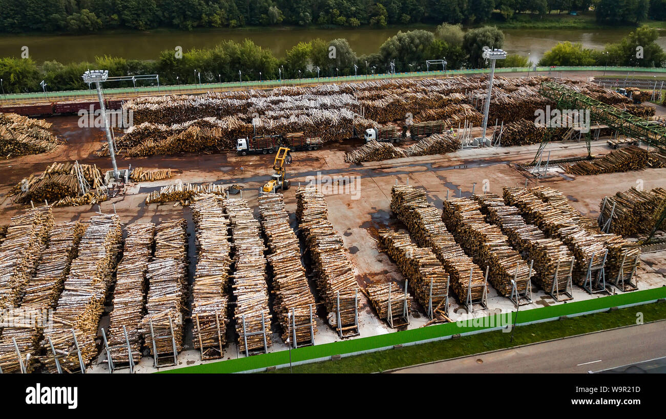 woodworking enterprise top view aerial photography with drone Stock ...