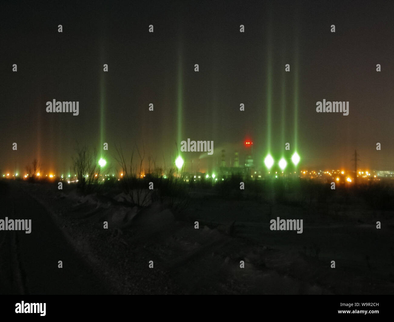 Night Salekhard. Night city in colorful lights. Salekhard is the ...