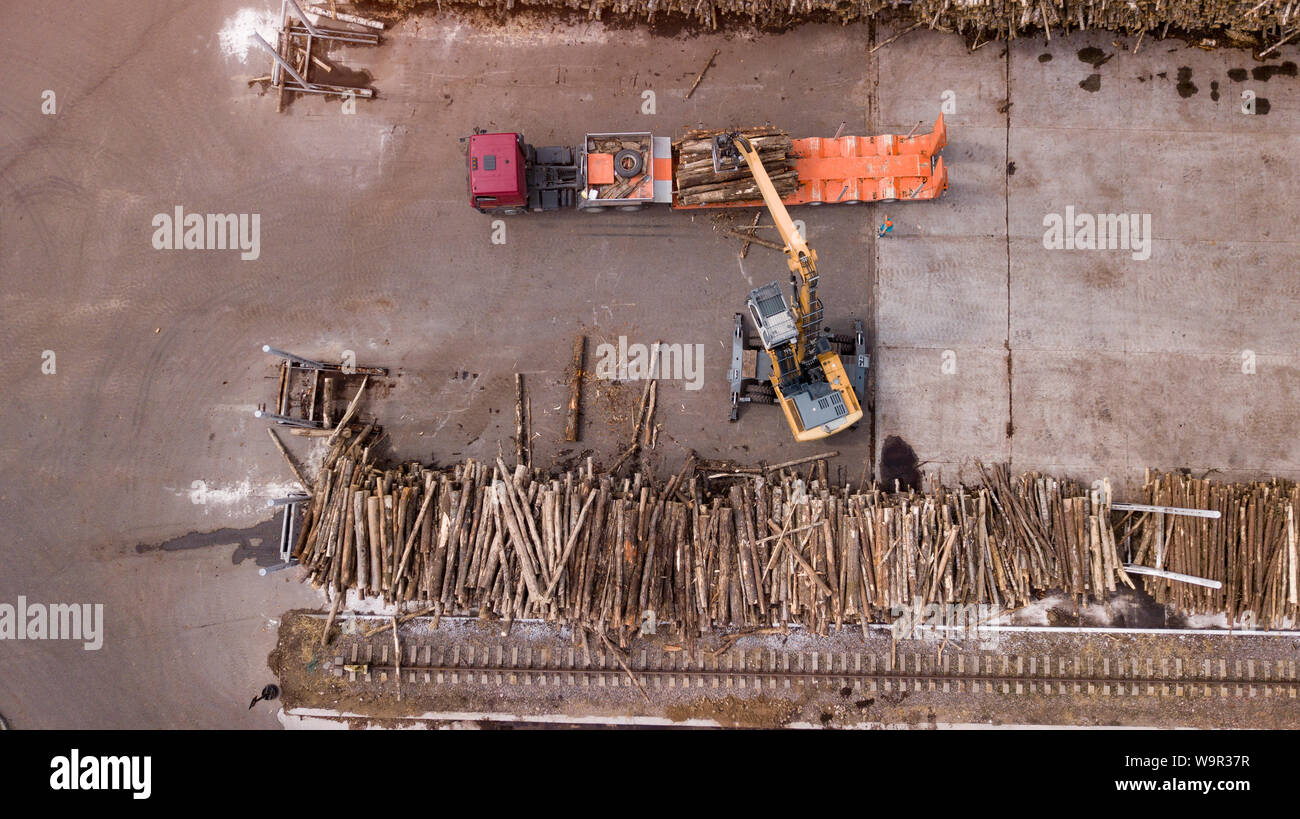 woodworking enterprise top view aerial photography with drone Stock ...