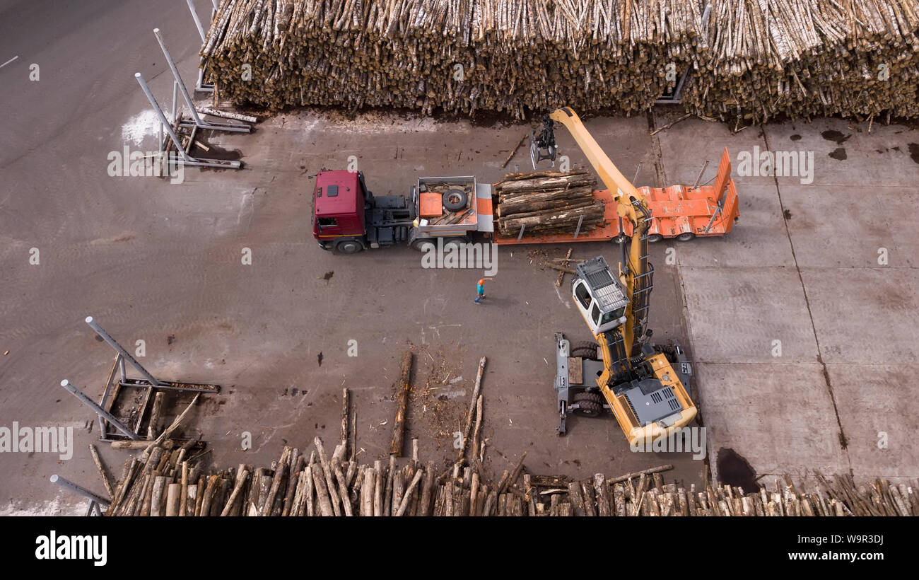 woodworking enterprise top view aerial photography with drone Stock ...
