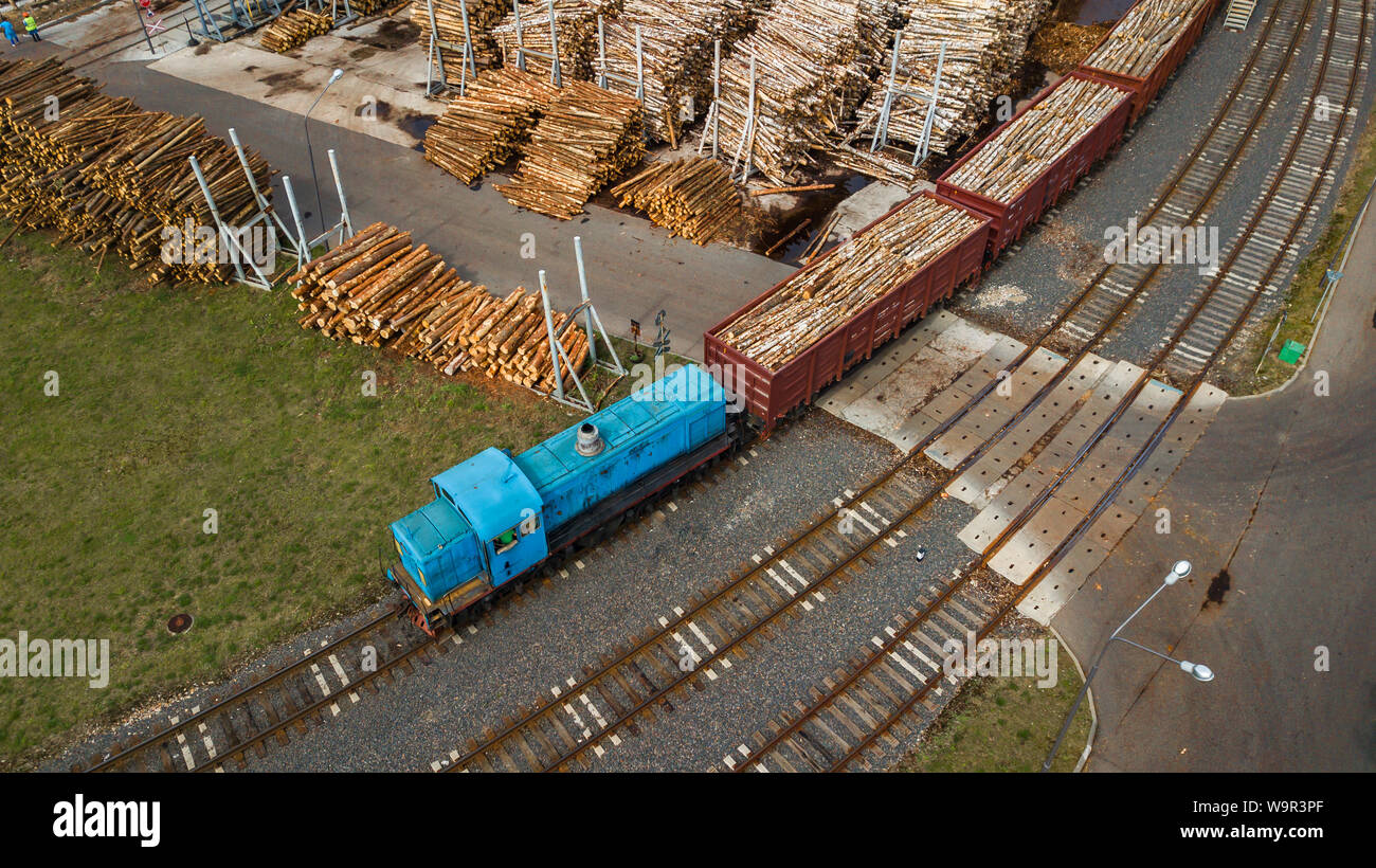 woodworking enterprise top view aerial photography with drone Stock ...