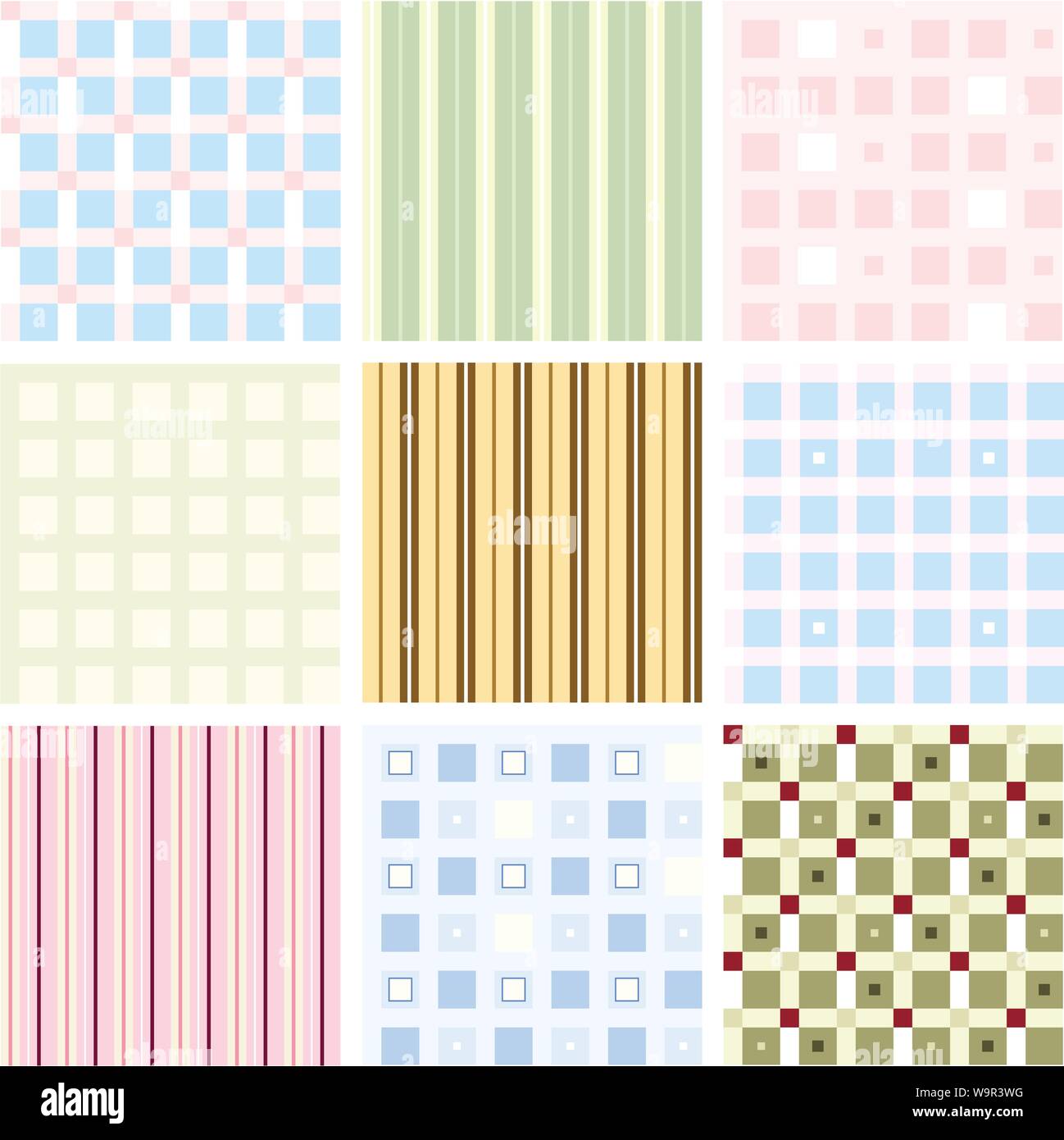 Set - vector seamless checkered and striped backgrounds Stock Vector ...