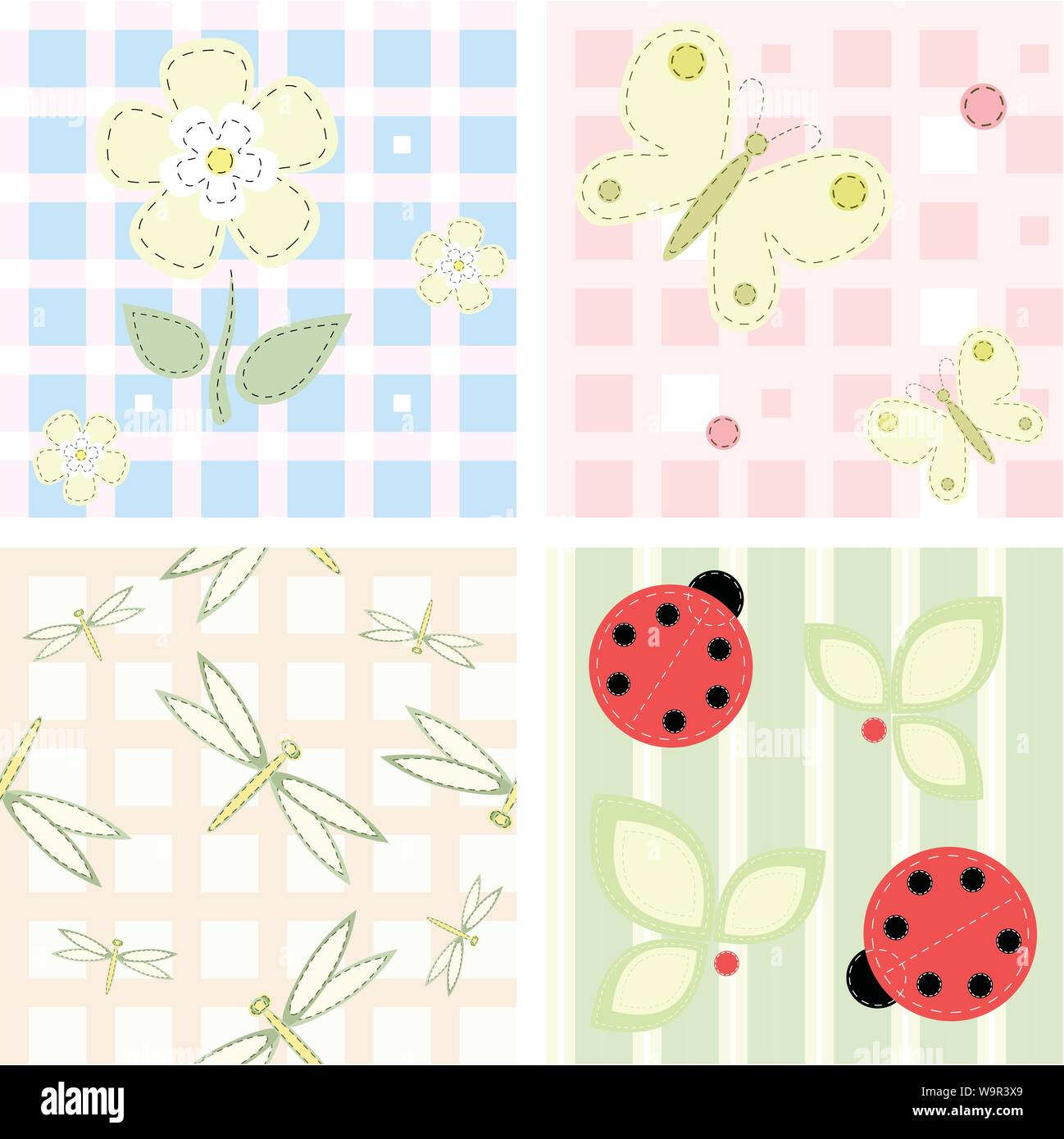Set - vector seamless checkered and striped backgrounds Stock Vector ...