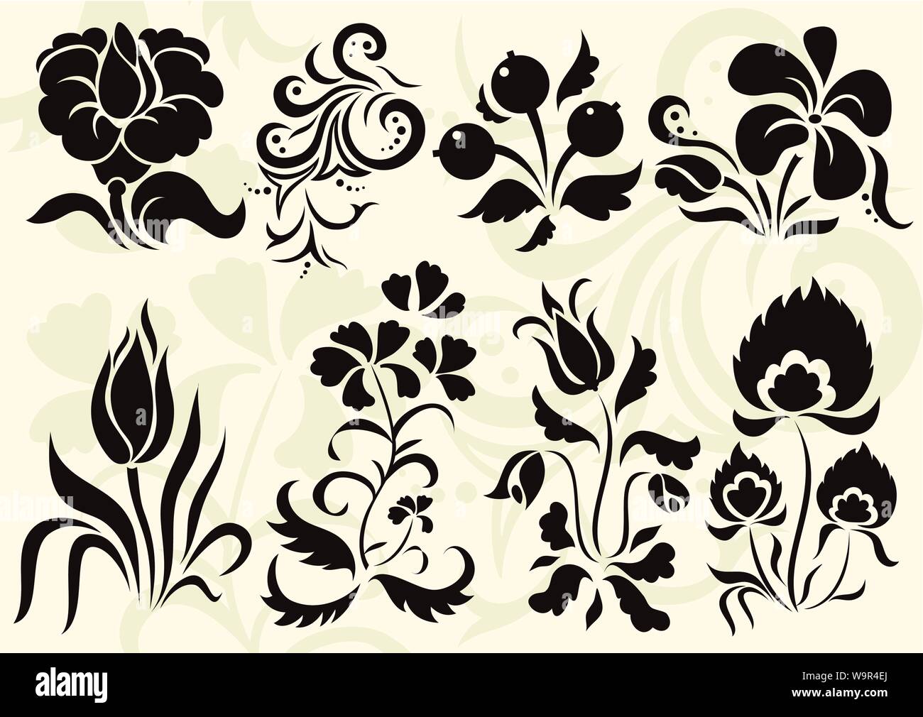 Vector set of floral elements Stock Vector Image & Art - Alamy