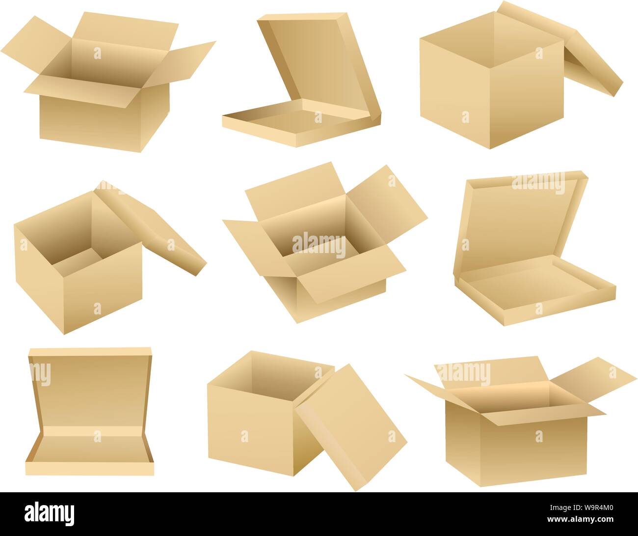 Vector collection of open empty boxes Stock Vector Image & Art - Alamy