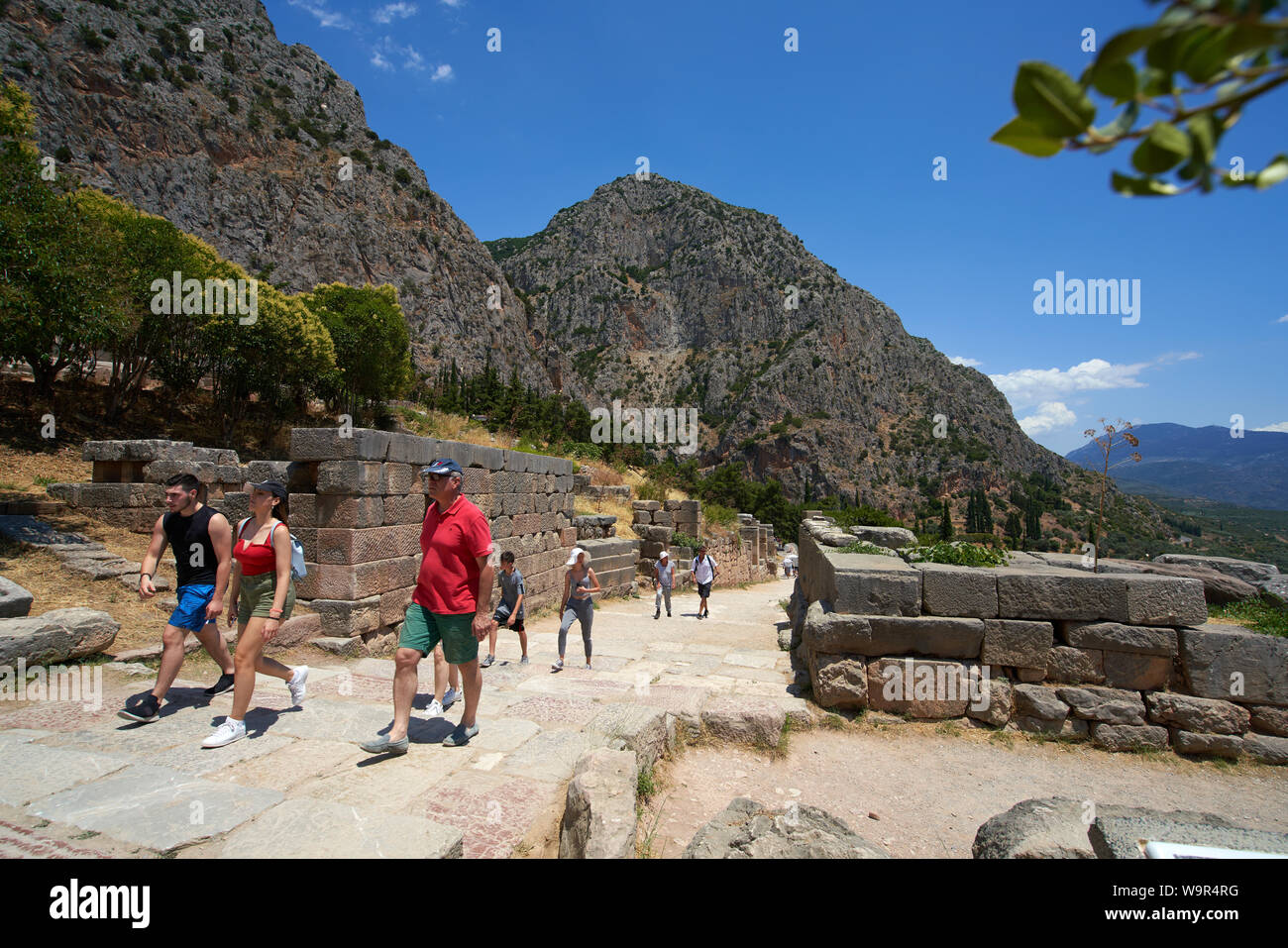 Sacred Way at Delphi in Greece Stock Photo - Alamy