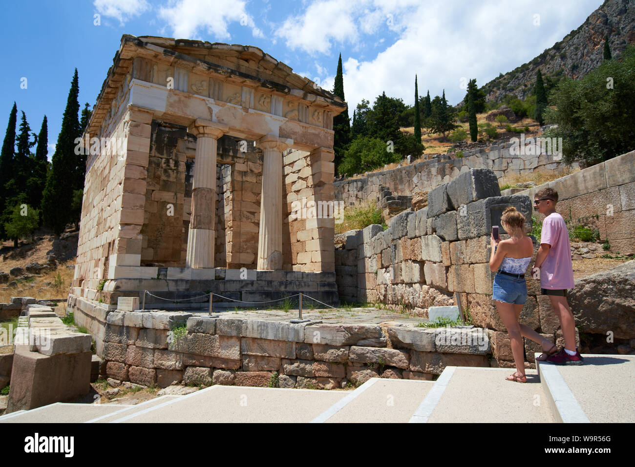 Sacred Way at Delphi in Greece Stock Photo - Alamy