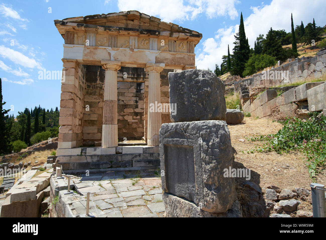 Sacred Way at Delphi in Greece Stock Photo - Alamy