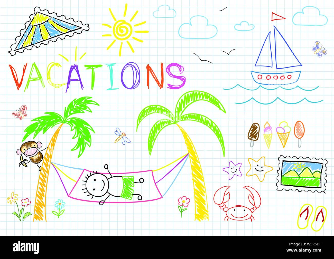 Vacations. Sketch on notebook page Stock Vector Image & Art - Alamy