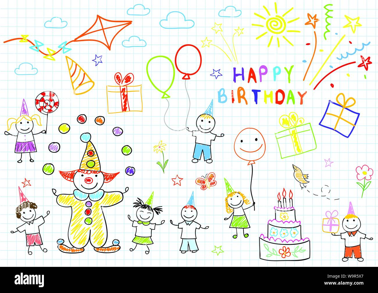 Happy birthday. Sketch on notebook page Stock Vector Image & Art - Alamy