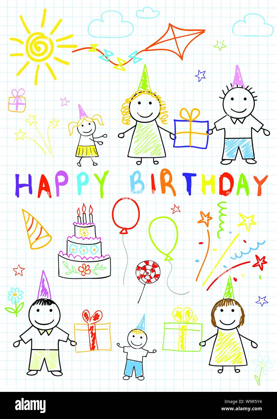 Birthday cake kids family Stock Vector Images - Alamy
