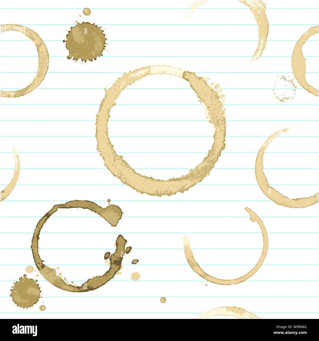 Seamless background with notebook page and stains of coffee Stock ...