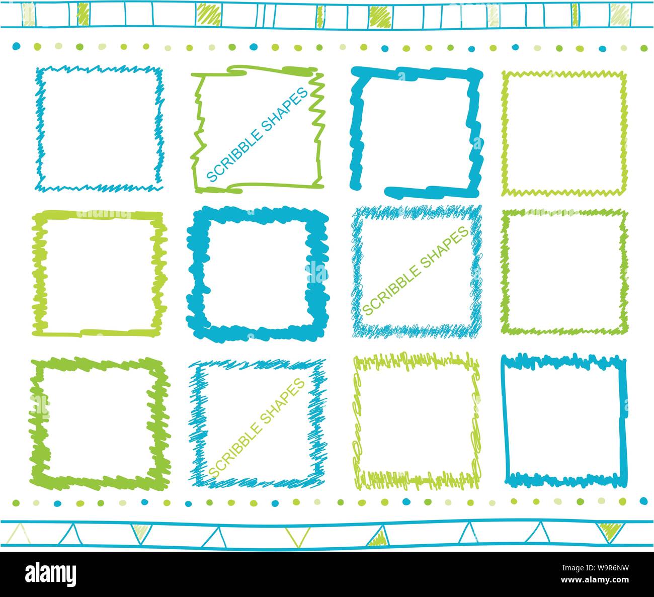 Vector collection of retro scribbled square frames with hand drawn ...