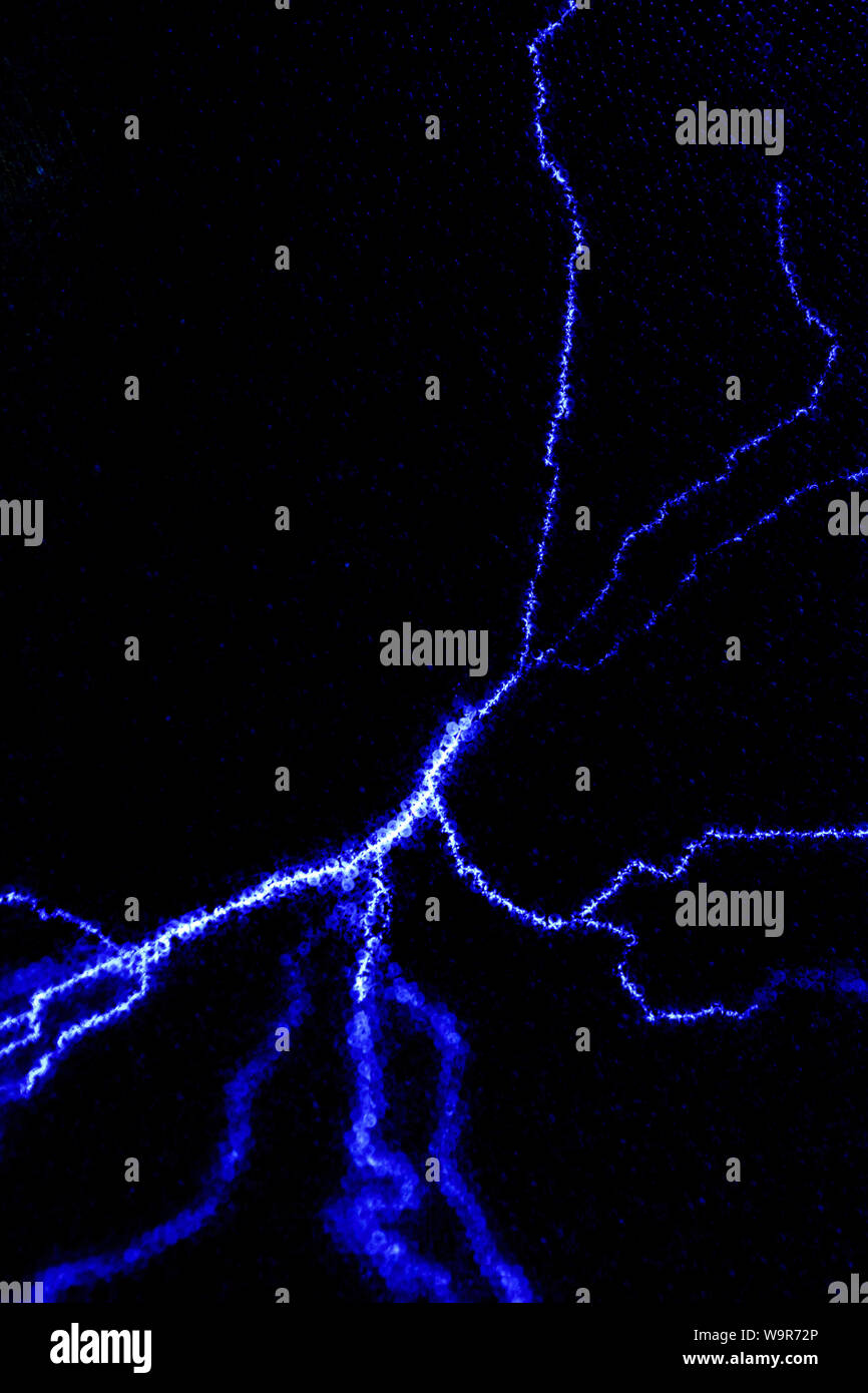 background - lightning, static discharge in inert gas on a dark ...