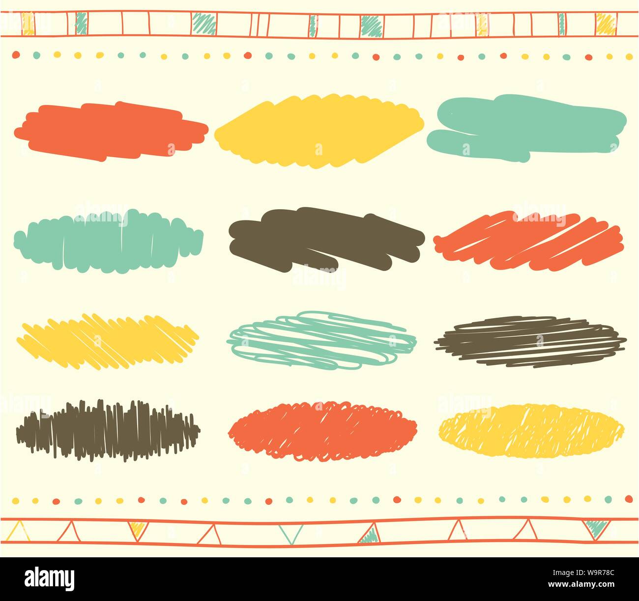 Vector collection of retro scribbled lines with hand drawn style of ...