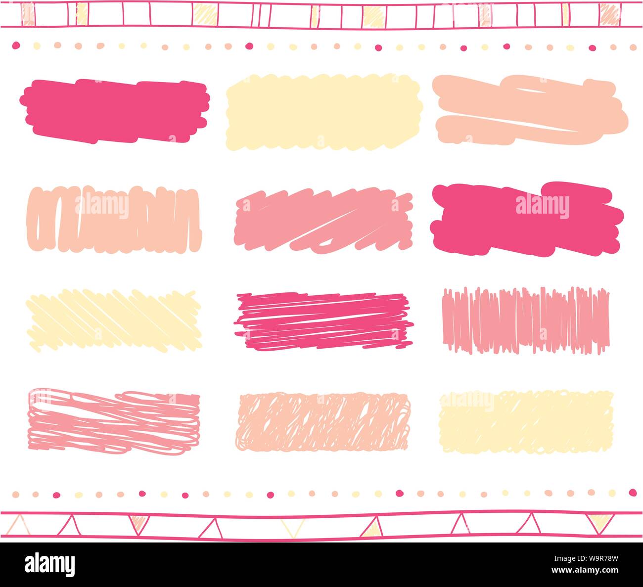 Vector collection of retro scribbled lines with hand drawn style of ...