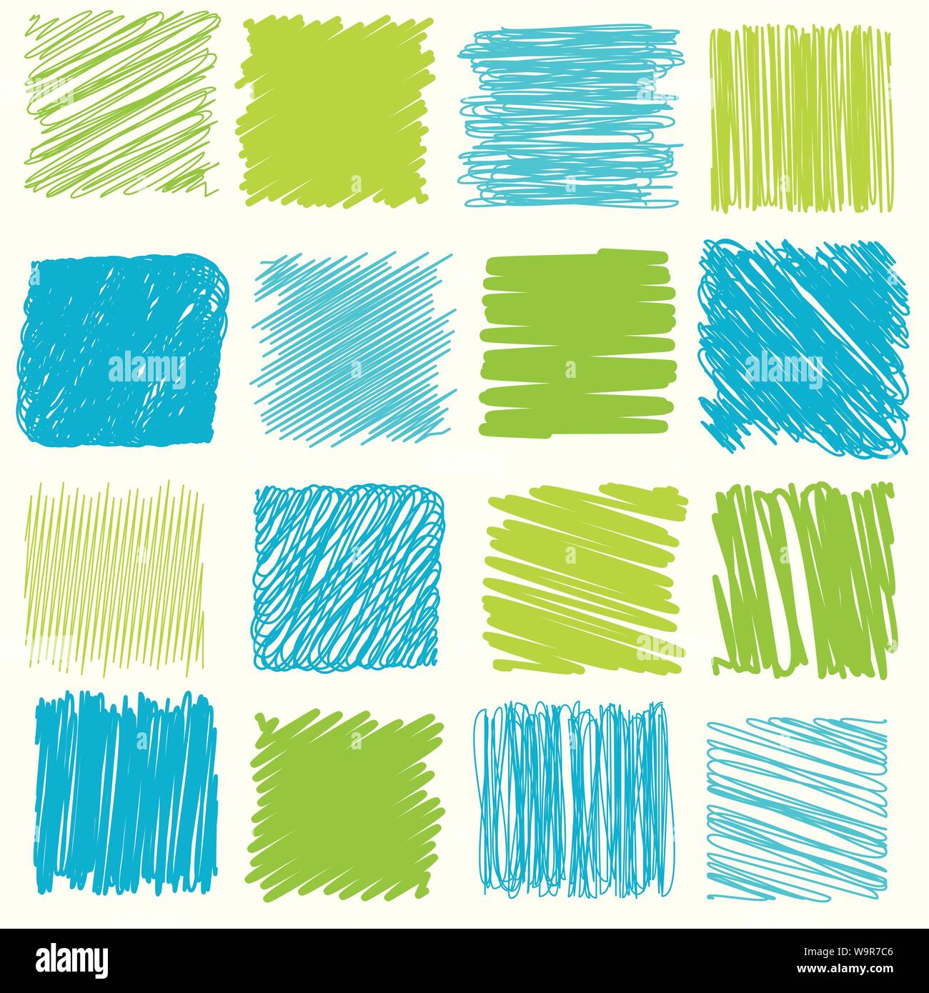 Vector collection of scribbled lines with hand drawn style of green and ...