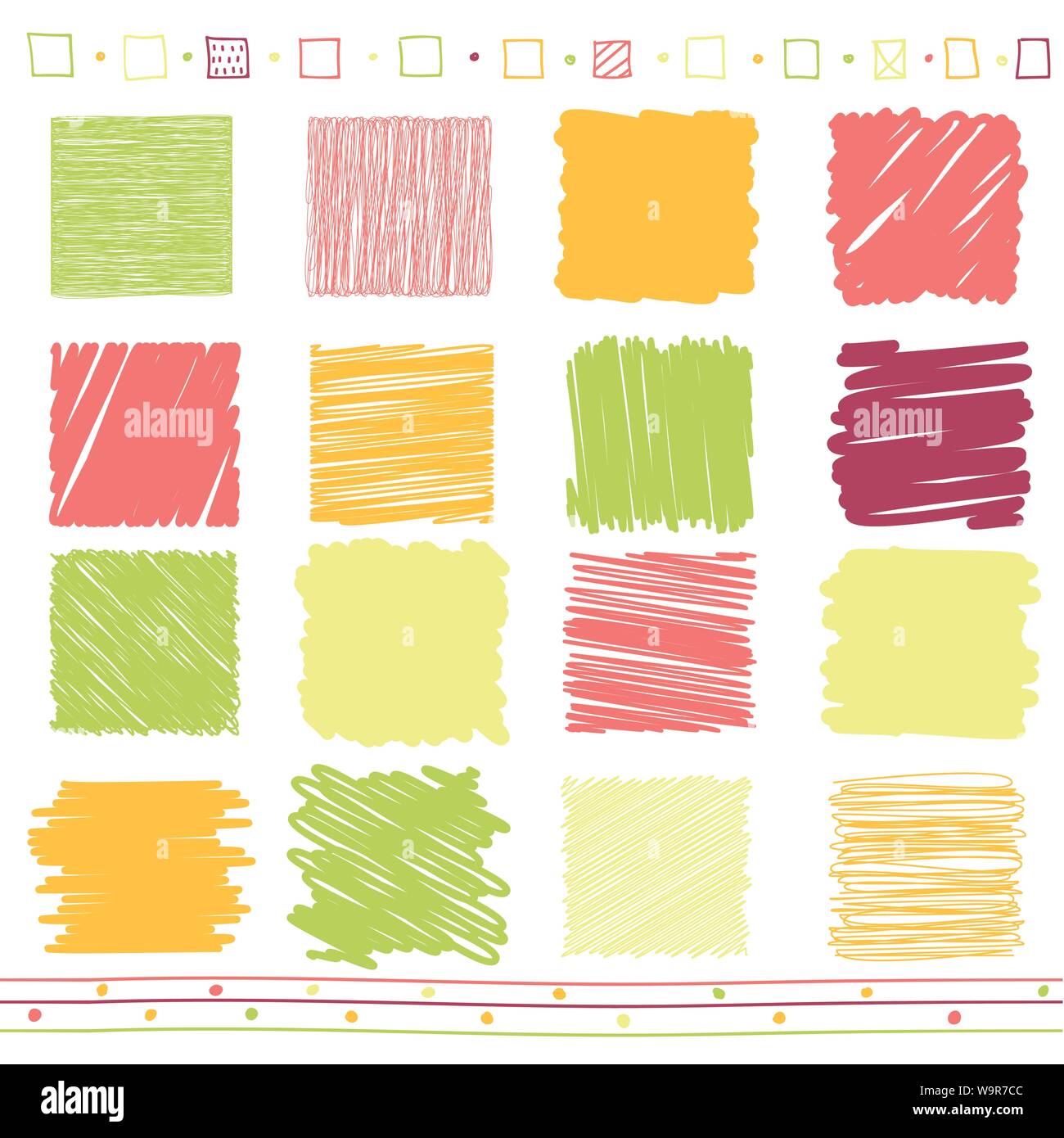 Vector collection of scribbled lines with hand drawn style of green ...