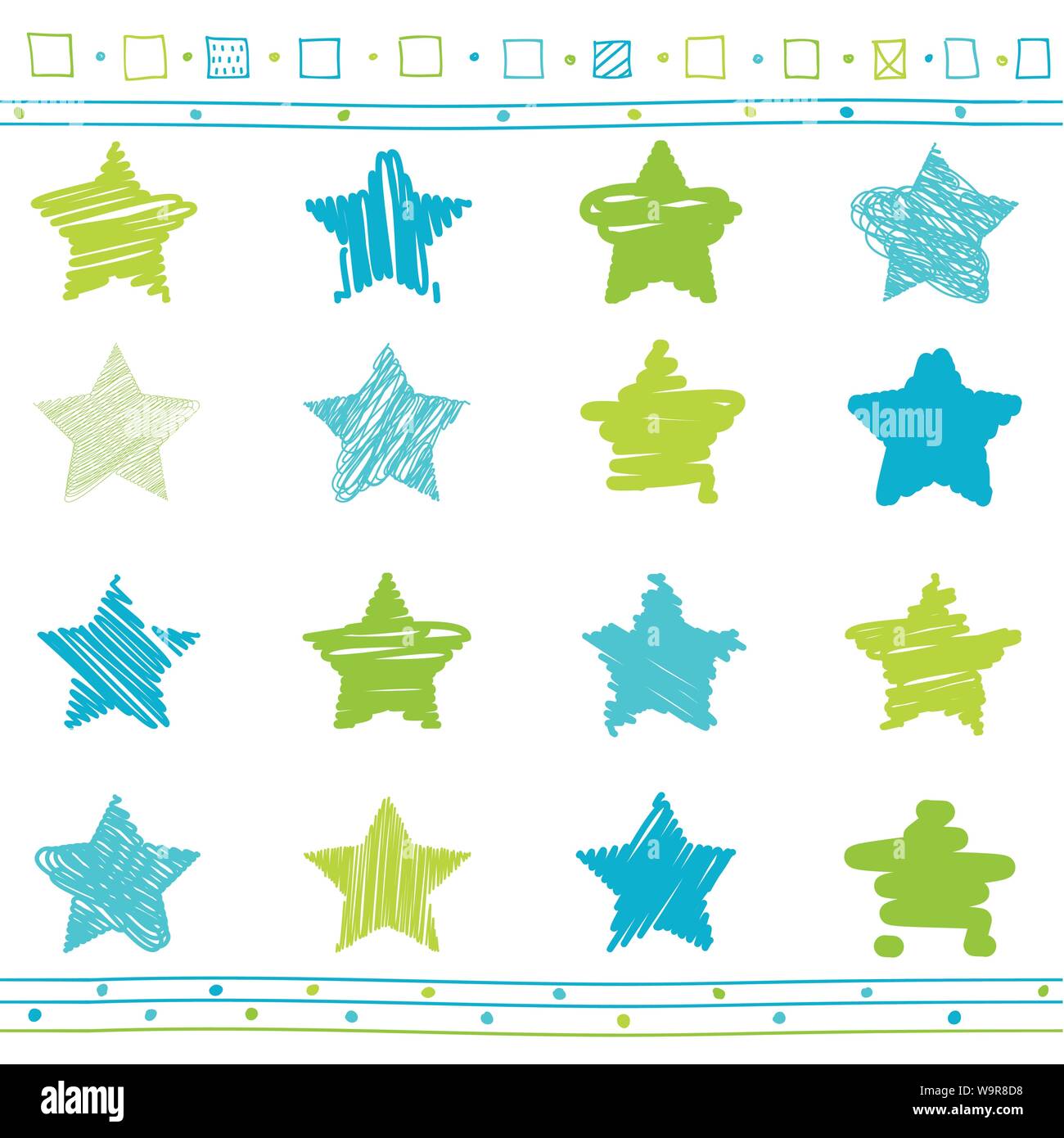 Vector collection of retro scribbled stars with hand drawn style of ...